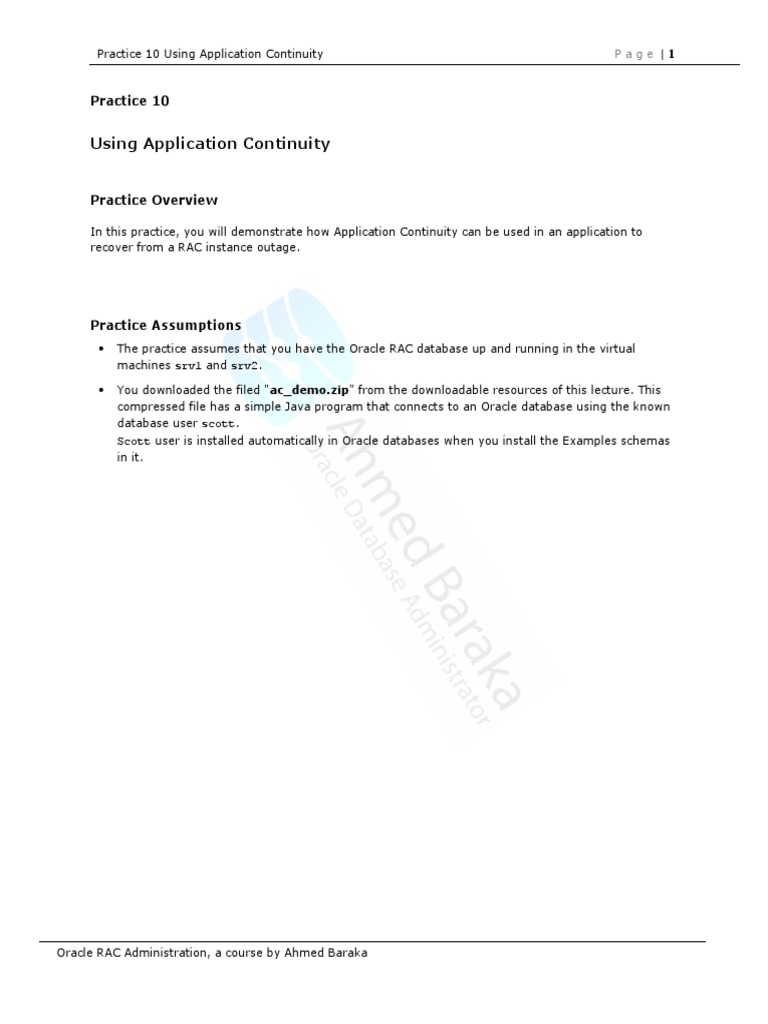 10 Practice 10 Using Application Continuity Pdf Zip File Format Oracle Corporation