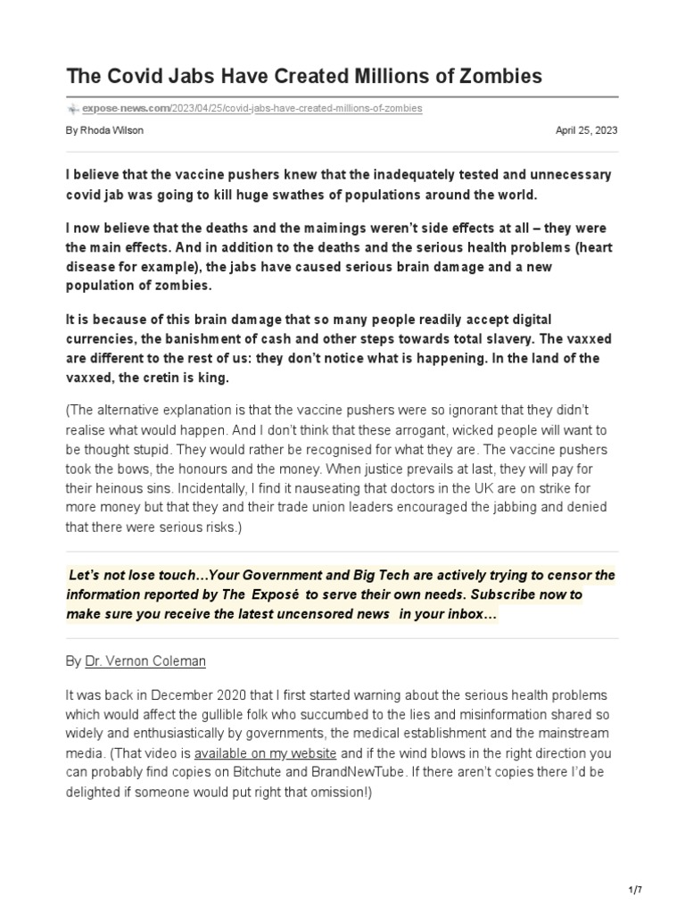 The Covid Jabs Have Created Millions of Zombies | PDF | Brain | Medicine