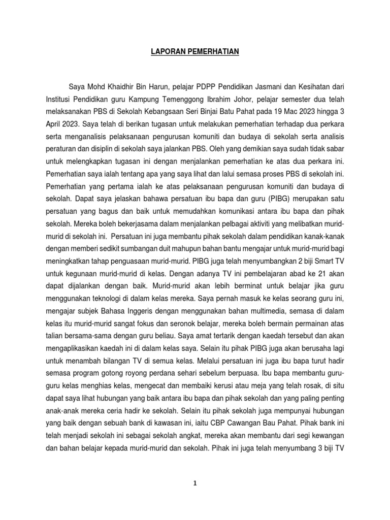 Laporan Pemerhatian | PDF