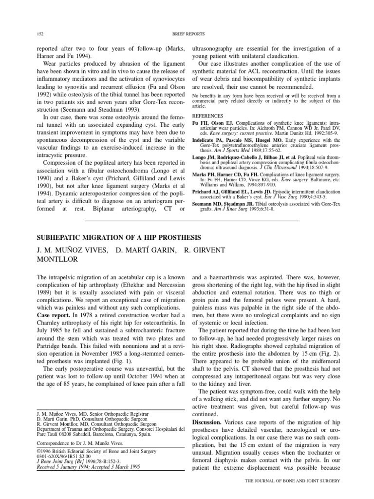 1996-Subhepatic Migration of A Hip Prosthesis. | PDF | Hip | Orthopedic ...
