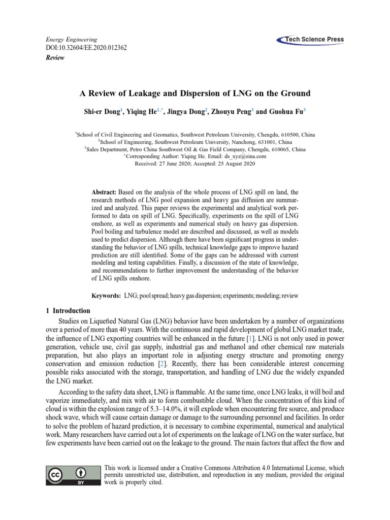 A Review of Leakage and Dispersion of LNG On The G | PDF | Atmosphere ...