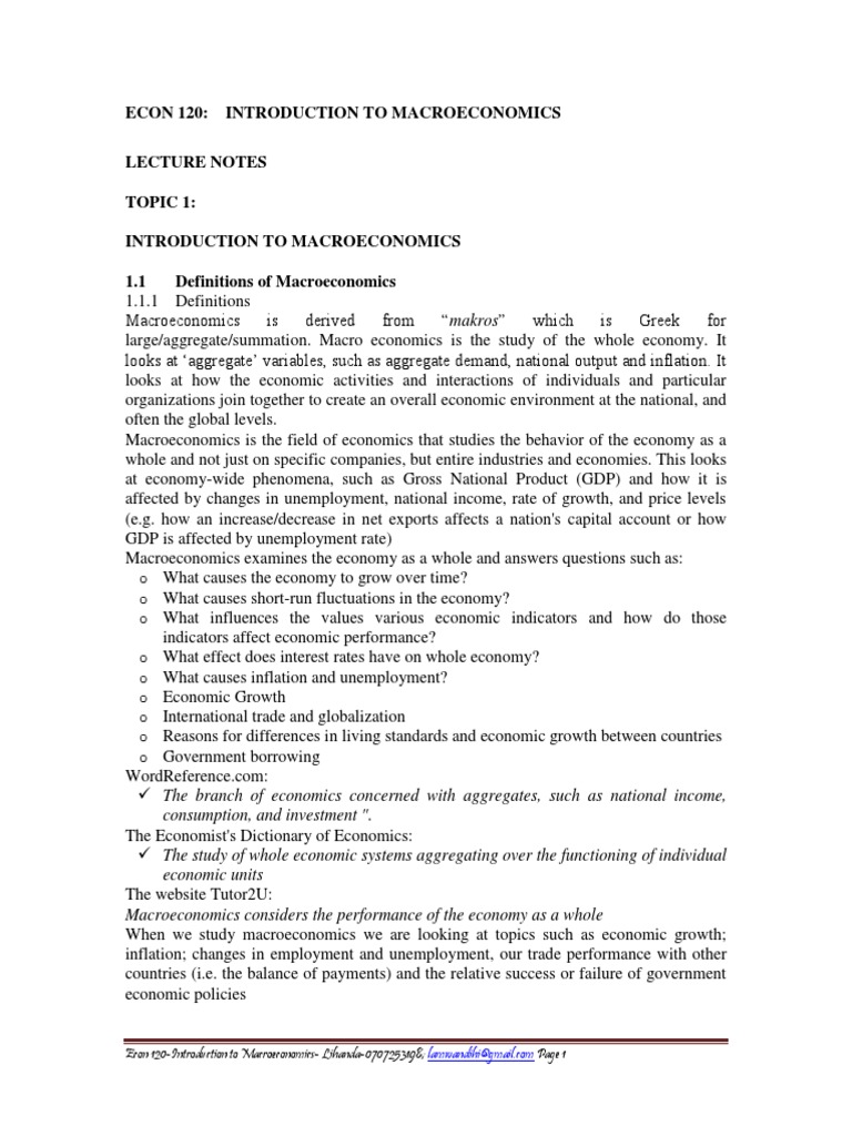 Introduction to Macroeconomics Overview | PDF | Finance & Money Management