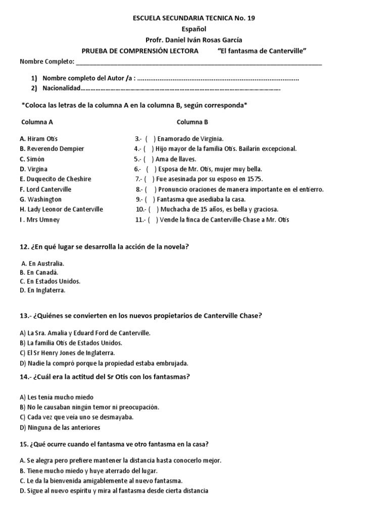Examen de Comprension Lectora | PDF