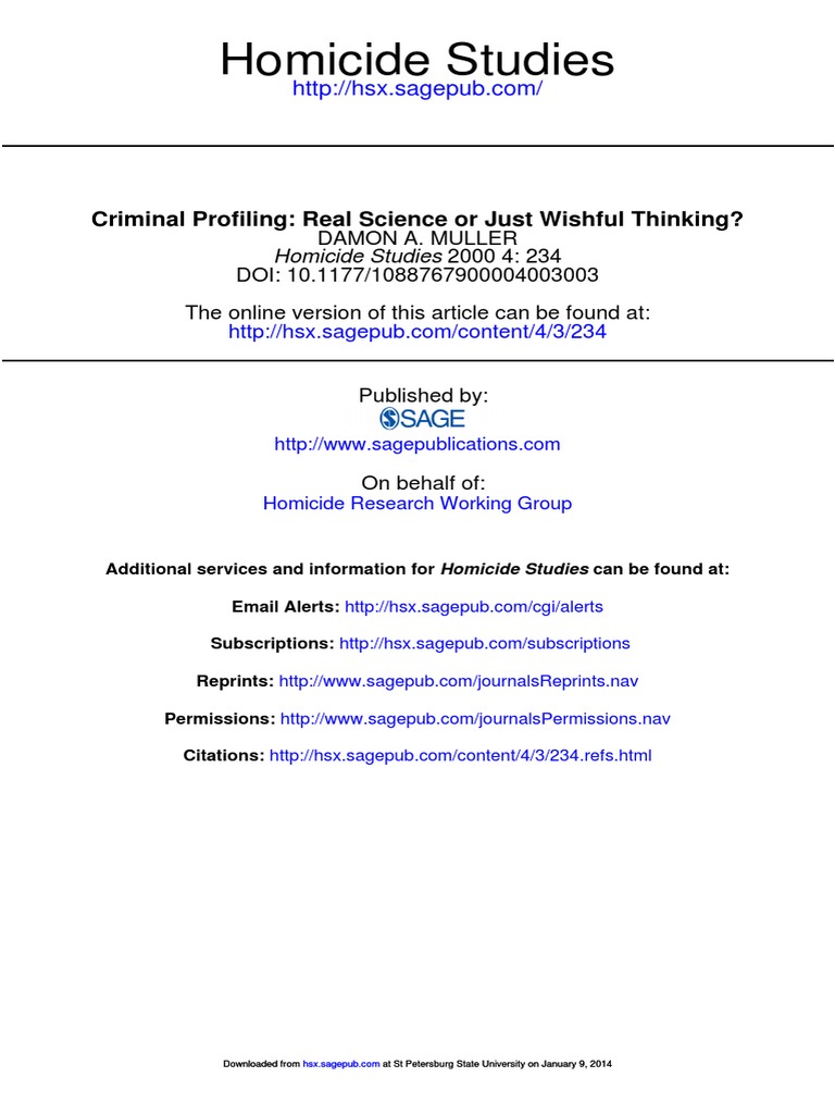 Homicide Studies: Criminal Profiling: Real Science or Just Wishful Thinking? | PDF