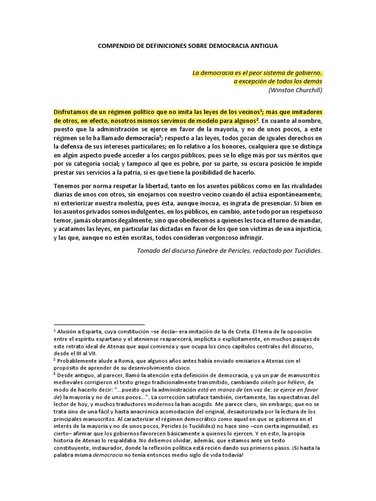 Definiciones de Democracia Antigua | PDF | Gobierno