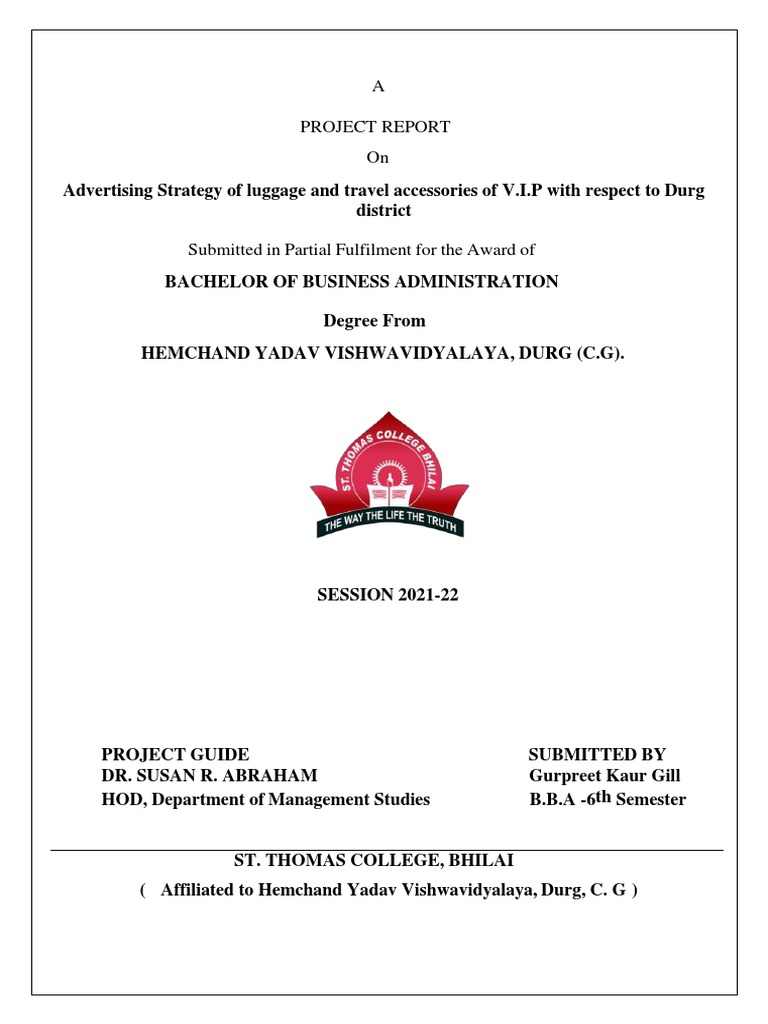 Bba 6th Sem Project | PDF | Advertising | Brand