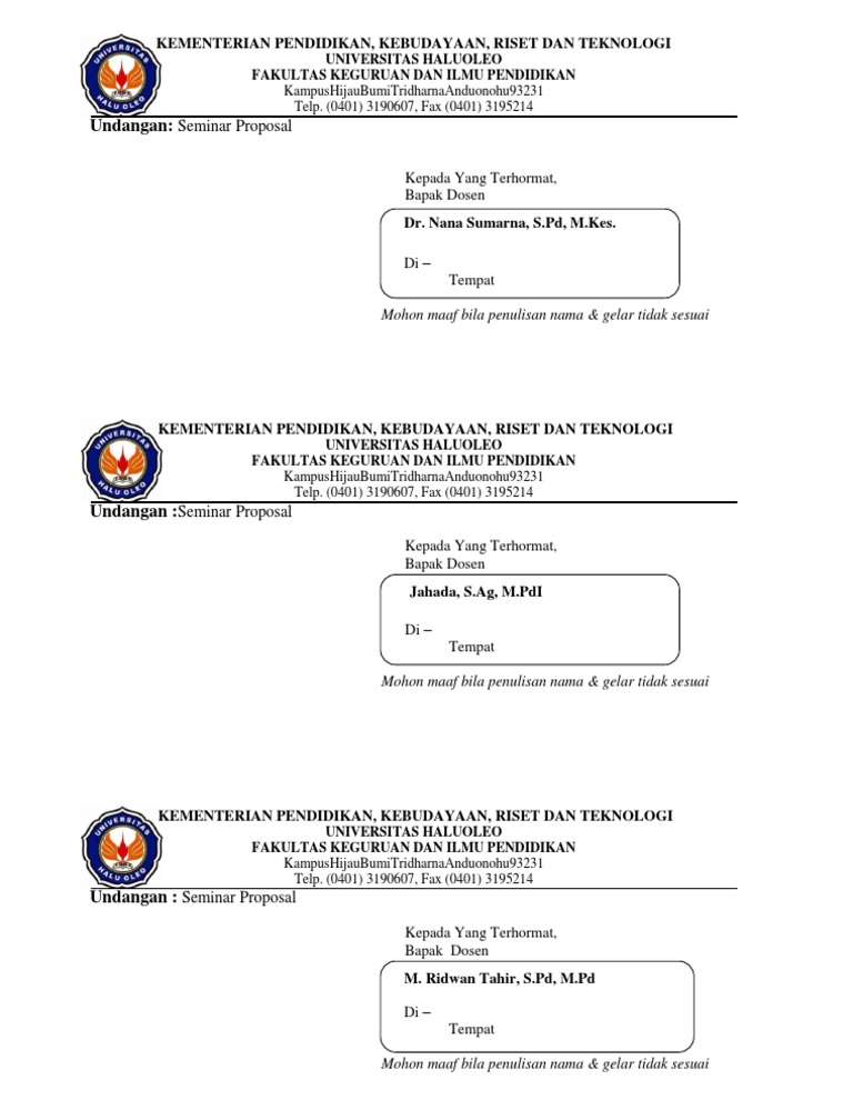 AMPLOP UNDANGAN Sempro Arni | PDF