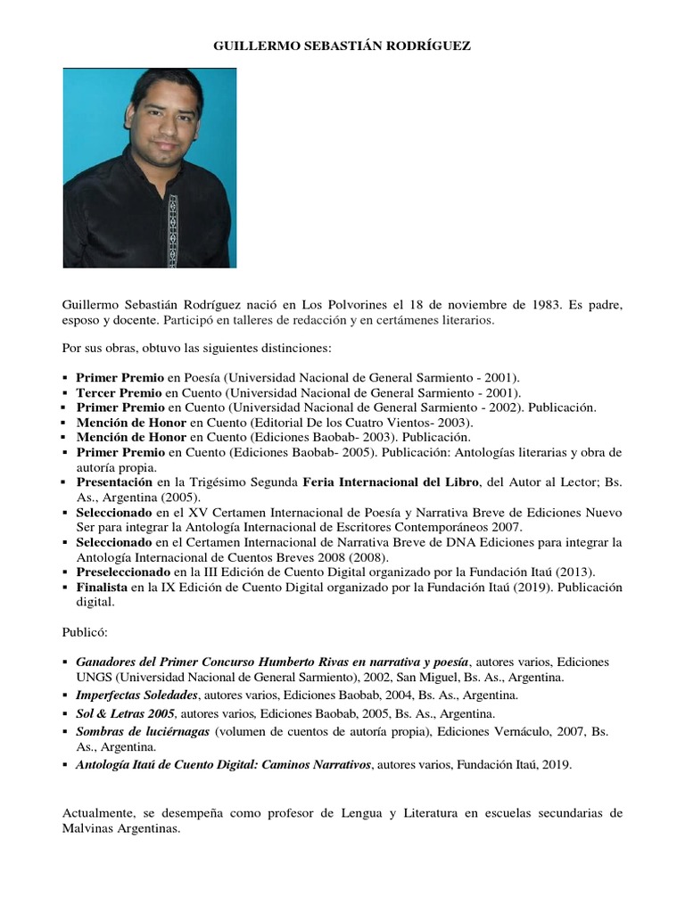 Biografía Guillermo Sebastián Rodríguez | PDF