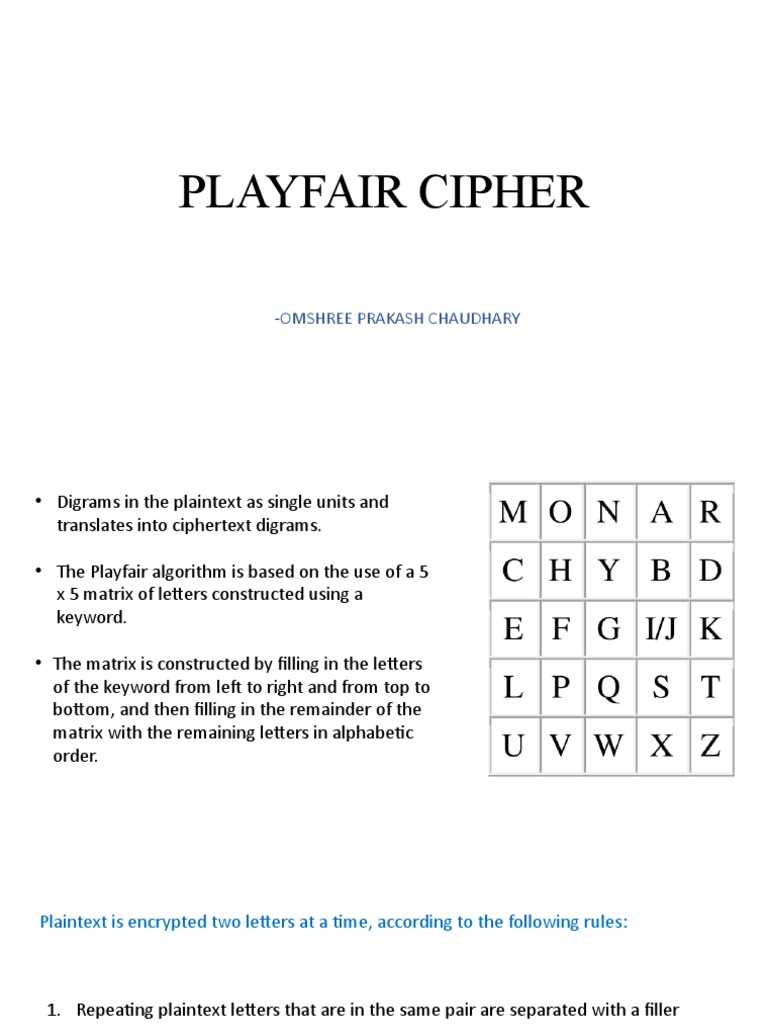 Playfair Cipher | PDF Playfair Cipher | PDF
