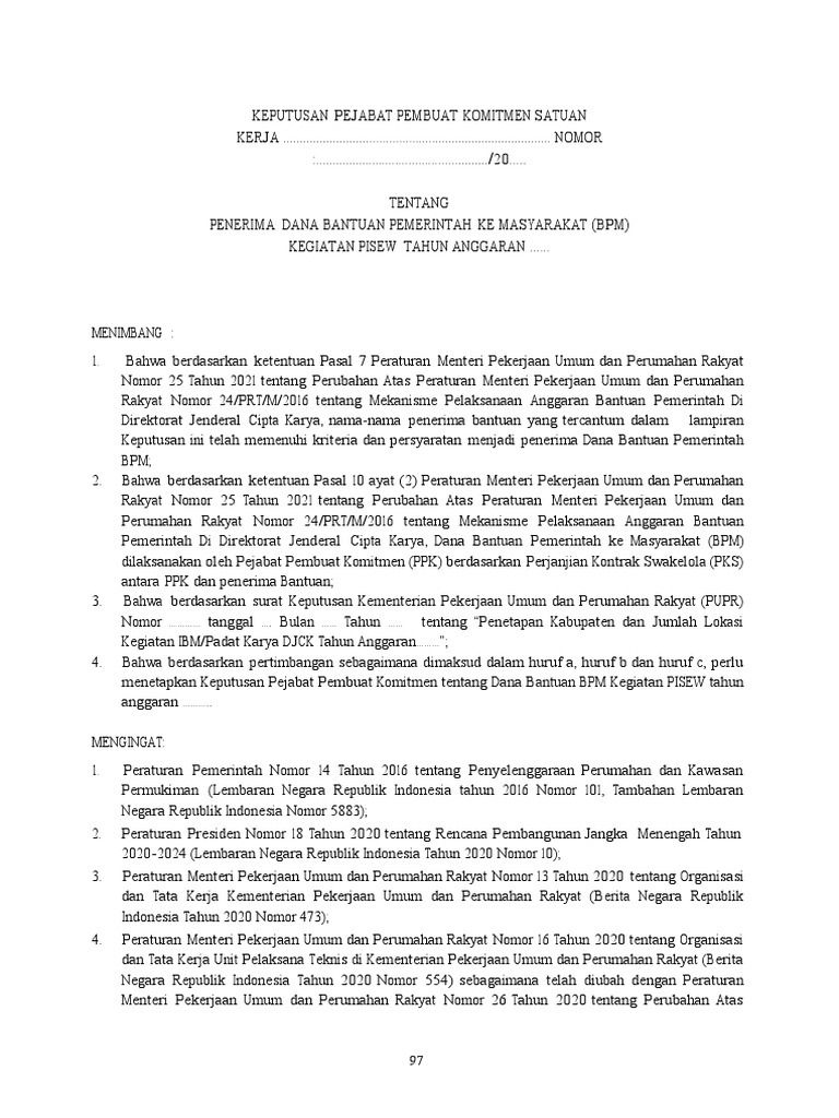 Format 2. 5 Surat Keputusan Penerima Bantuan Pemerintah | PDF