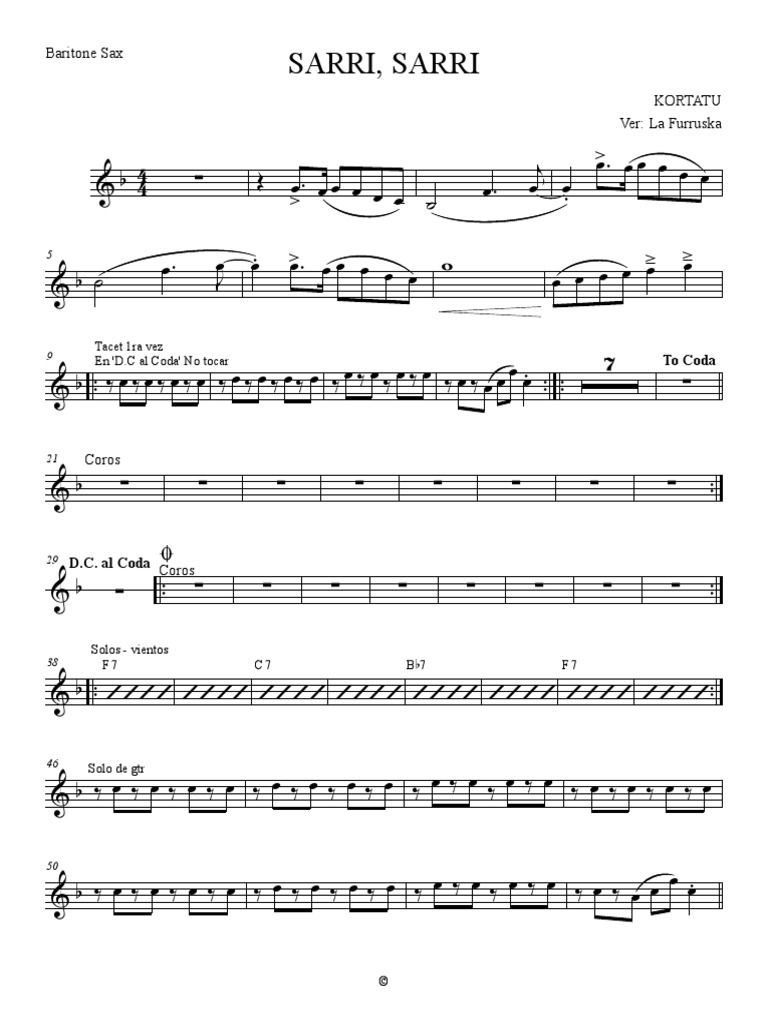 Sarri, Sarri - Baritone Sax | PDF