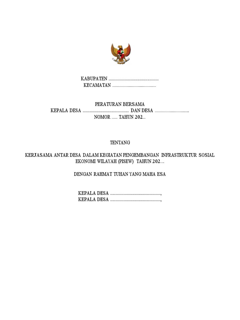 Format 2. 11 Contoh Peraturan Bersama Kepala Desa (Permakades) Tentang ...