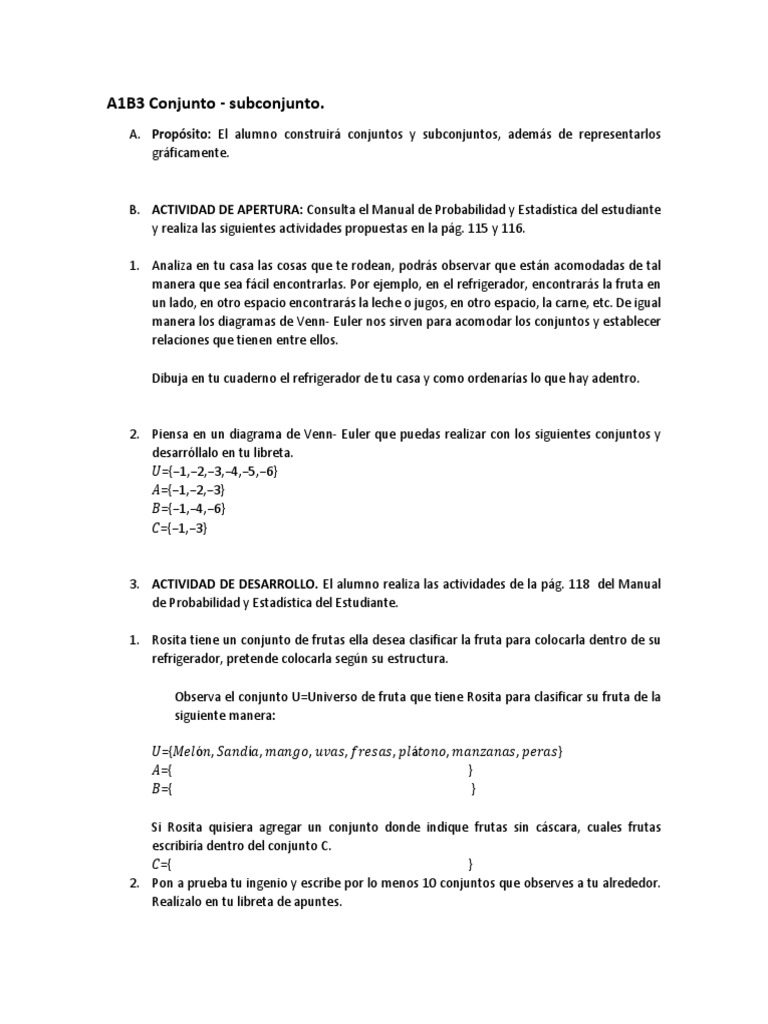 Representación de conjuntos y subconjuntos a través de diagramas de ...