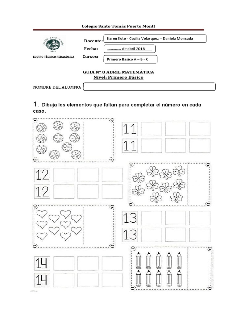 Dibuja Los Elementos Que Faltan para Completar El Número en Cada Caso | PDF