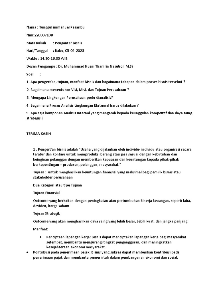 Uts Pengantar Bisnis | PDF