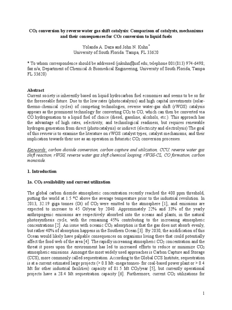 CO2 Conversion by Reverse Water Gas Shift Catalysis: Comparison of ...