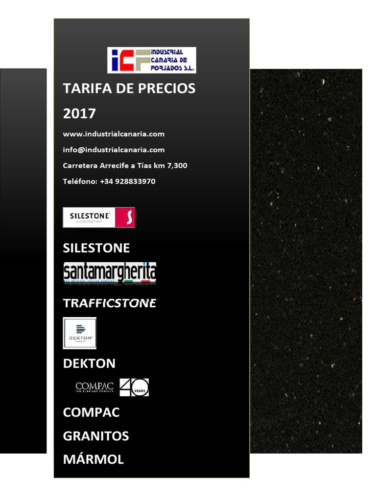 Tarifa de Precios Silestone Trafficstone Compac Dekton 2017 | PDF