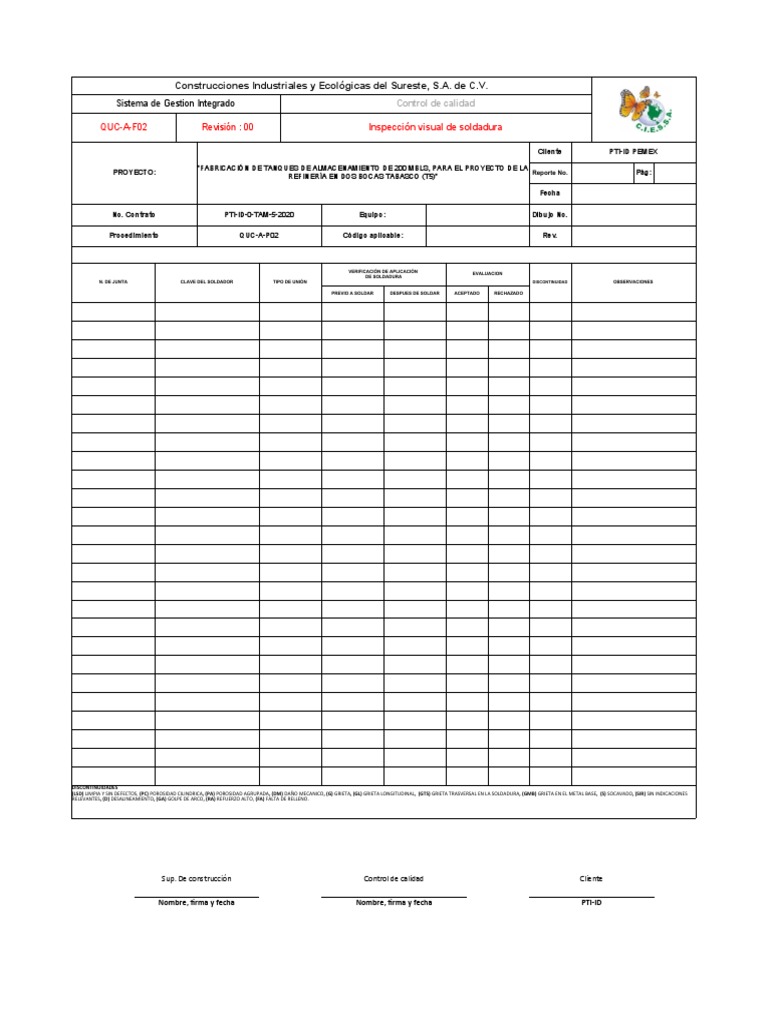 FORMATOS DE CALIDAD | PDF | Soldadura | Construcción