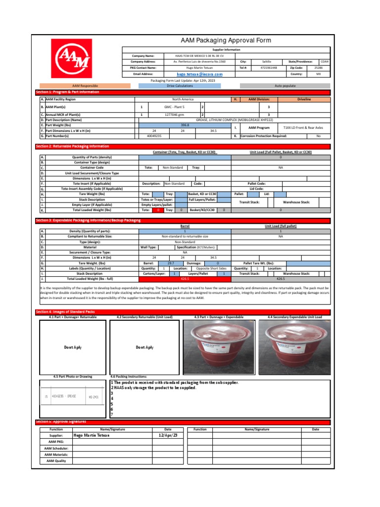 Packaging Form | PDF | Pallet | Warehouse