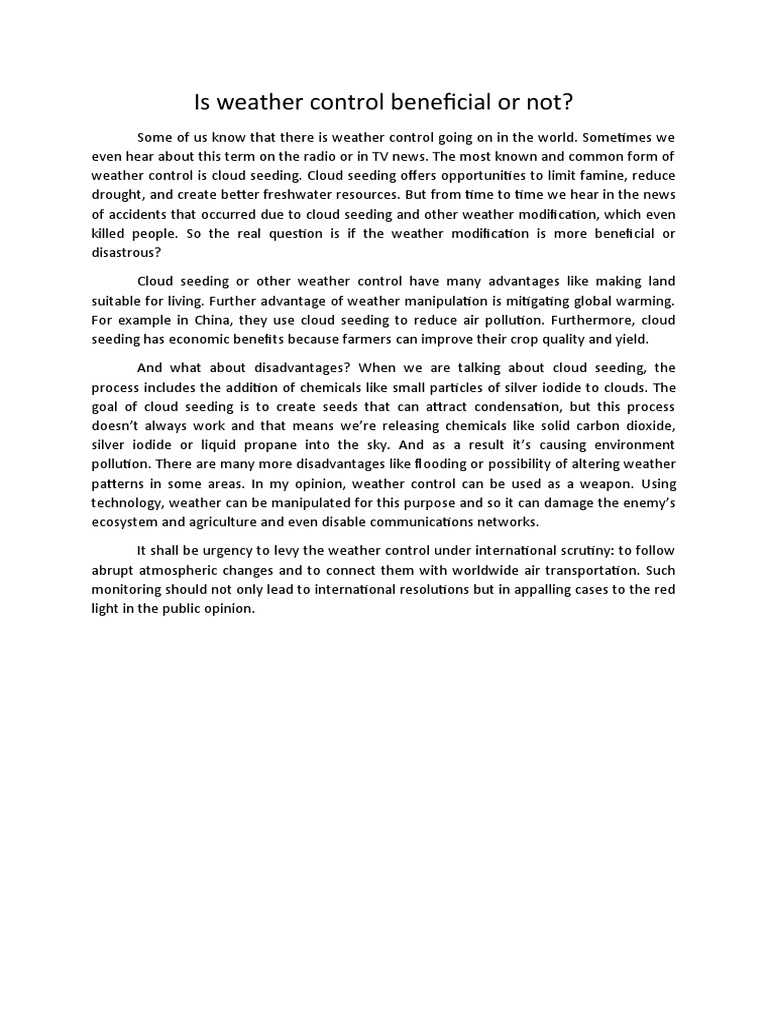 Weather Control Essay | PDF