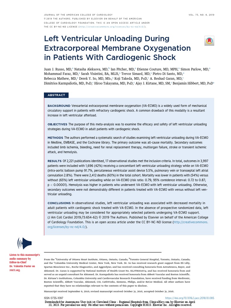 Meta Analysis (Left Ventricular Unloading During Extracorporeal ... Meta Analysis (Left Ventricular Unloading During Extracorporeal ...