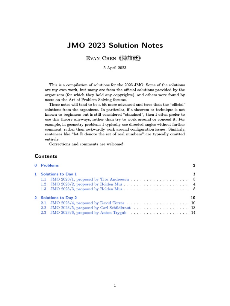JMO 2023 Notes | PDF | Square Root | Triangle