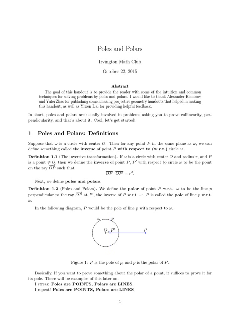 Poles and Polars | PDF | Triangle | Circle