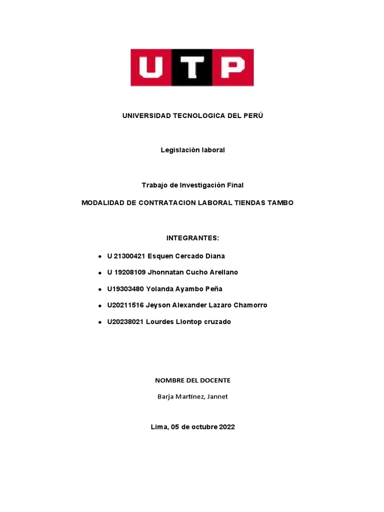 Trabajo Final Tambo Ultimo Terminado | PDF | Derecho laboral | Salario