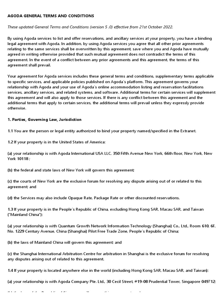 Agoda General Terms and Conditions | PDF | Value Added Tax | Taxes
