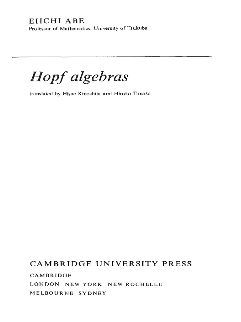 (Cambridge Tracts in Mathematics) Eiichi Abe - Hopf algebras-CUP (1977 ...