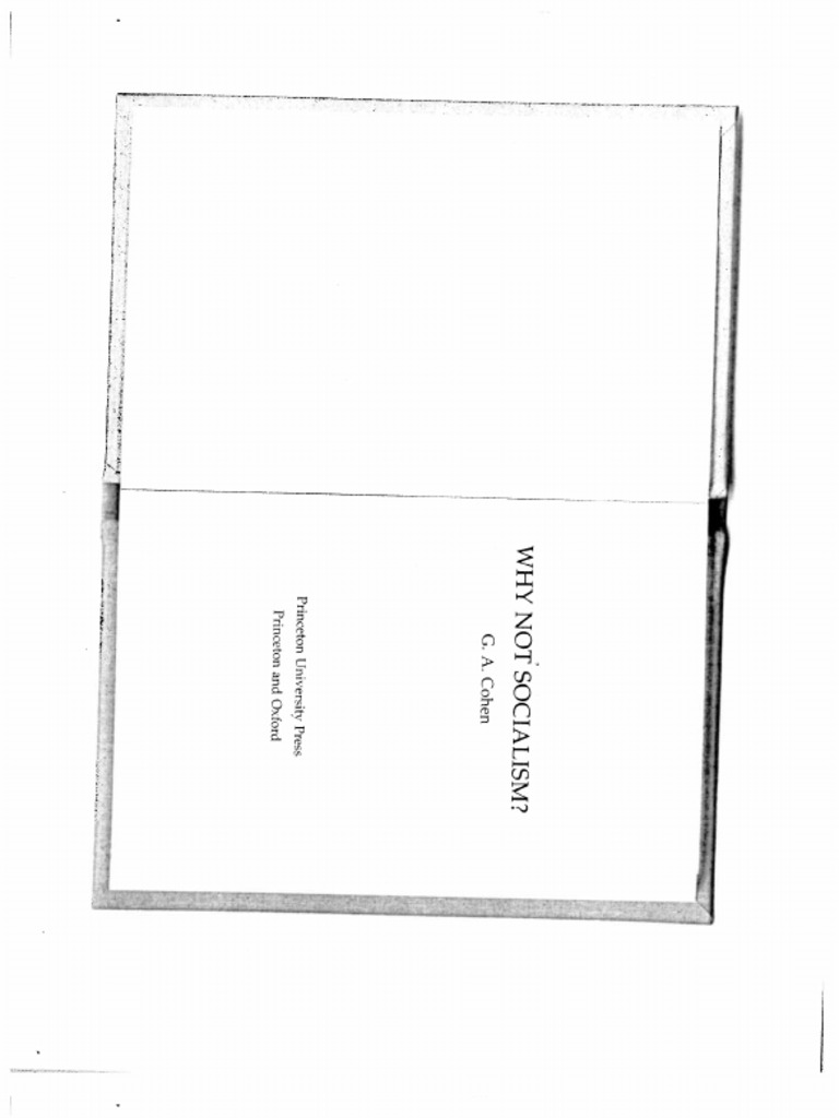 G.A. Cohen - Why Not Socialism | PDF