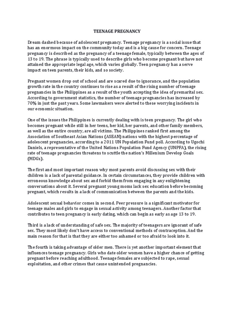 Teenage Pregnancy | PDF | Teenage Pregnancy | Adolescence