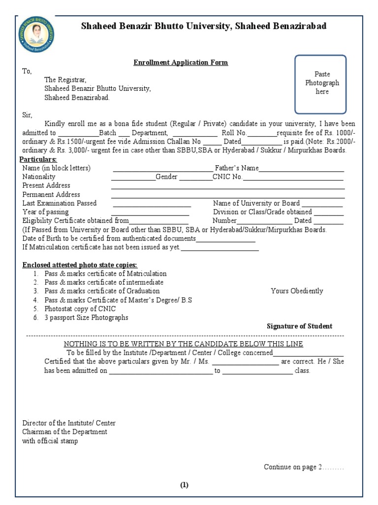 Enrollment Application Form 2023 | PDF