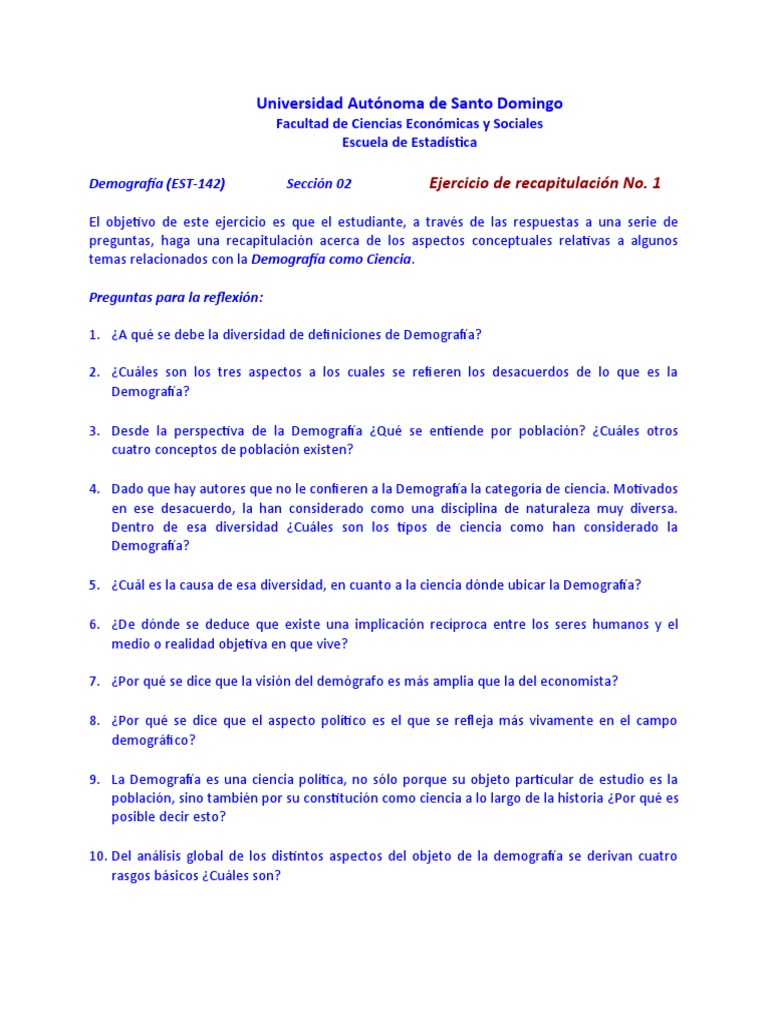 Ejercicio de Recapitulación No. 1 | PDF