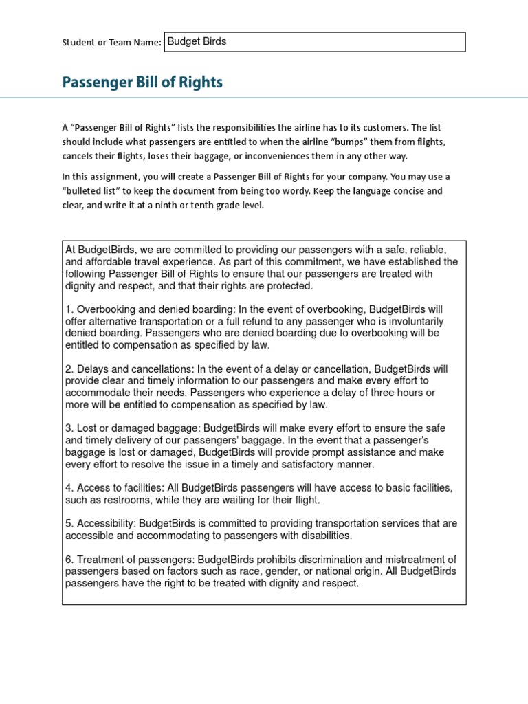 Passenger Bill of Rights | PDF