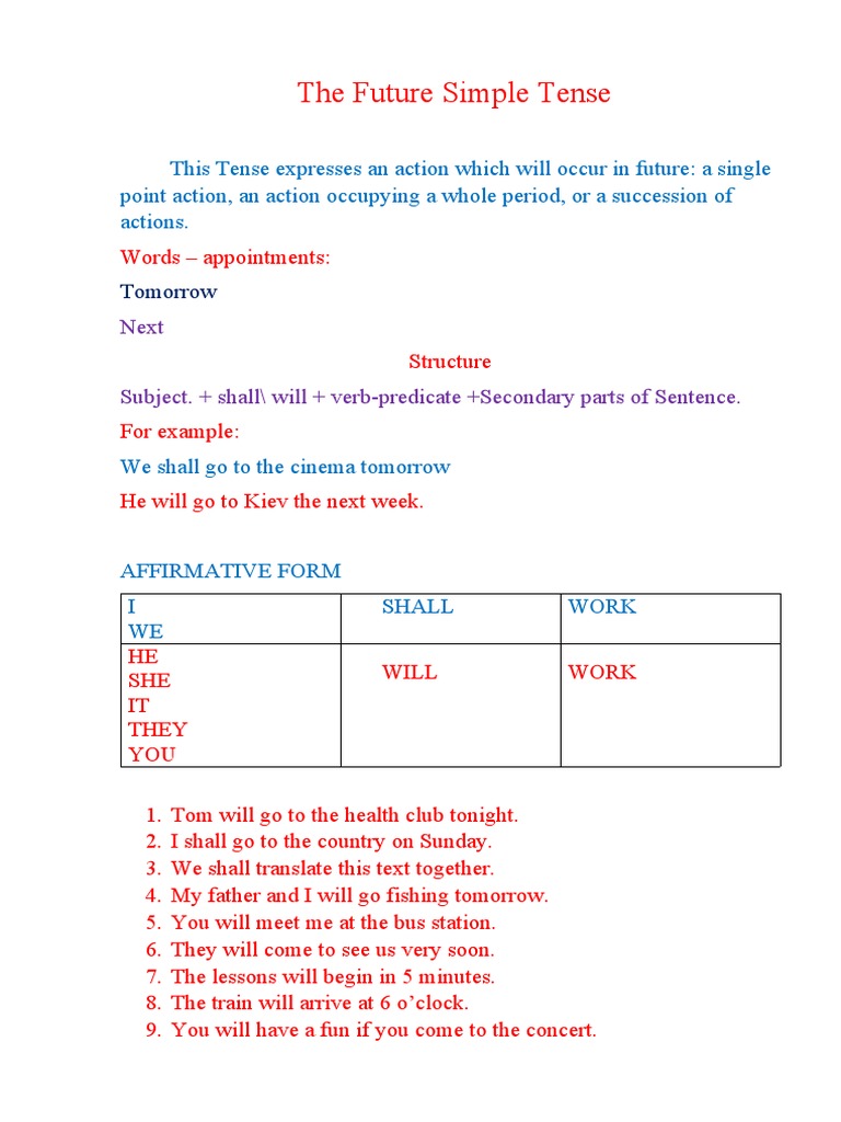 The Future Simple Tense (1 ЗАНЯТТЯ) | PDF