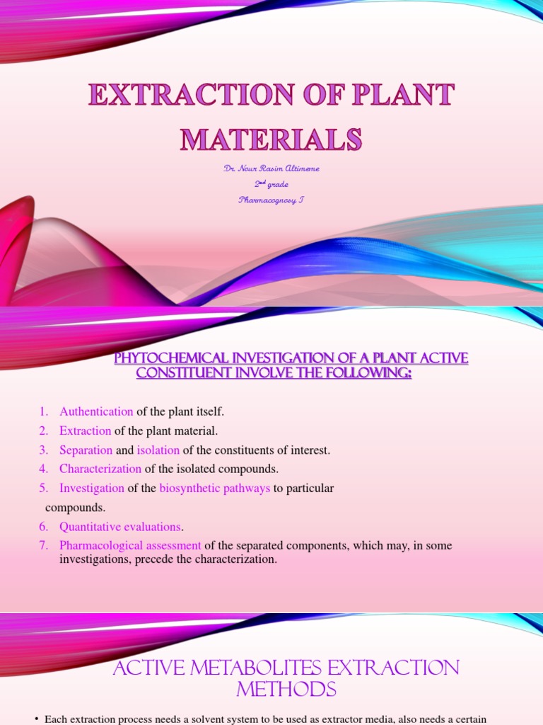 Phytochemical Investigation and Extraction of Plant Active Constituents ...
