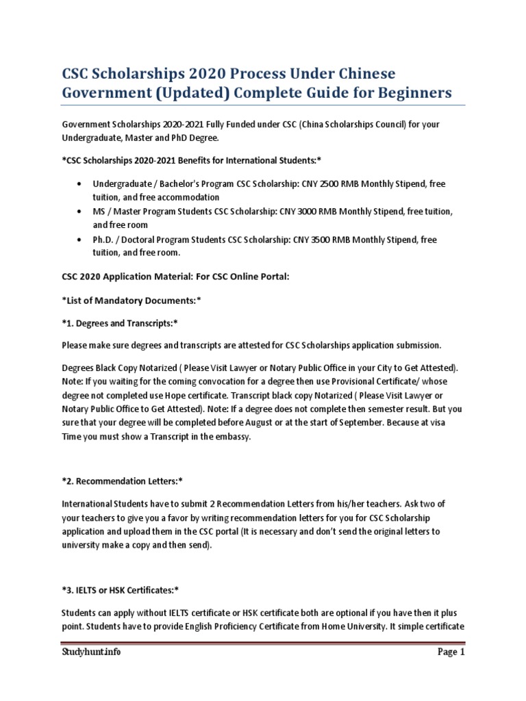 CSC Scholarship Application Guide 2020 | PDF | Notary Public | Travel Visa