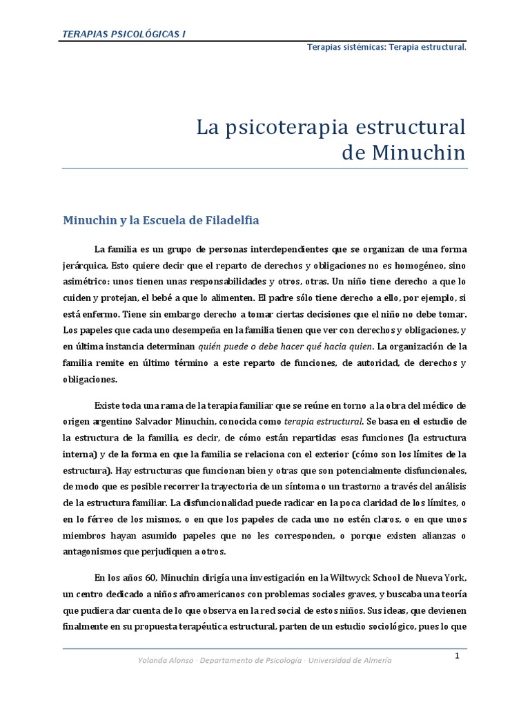 Terapia Estructural Familiar de Minuchin | PDF | Psicoterapia | Sicología