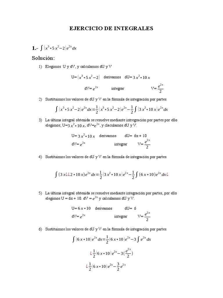 Ejercicio de Integrales Resueltas | PDF | Integral | Objetos matemáticos