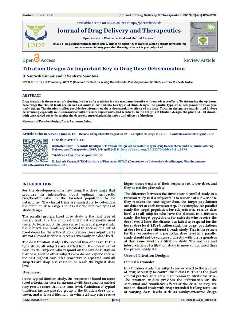 Titration Design An Important Key in Drug Dose Det | PDF | Phases Of ...