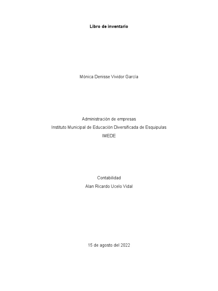 Libro de Inventario 1 | PDF | Estado de resultados | Contabilidad