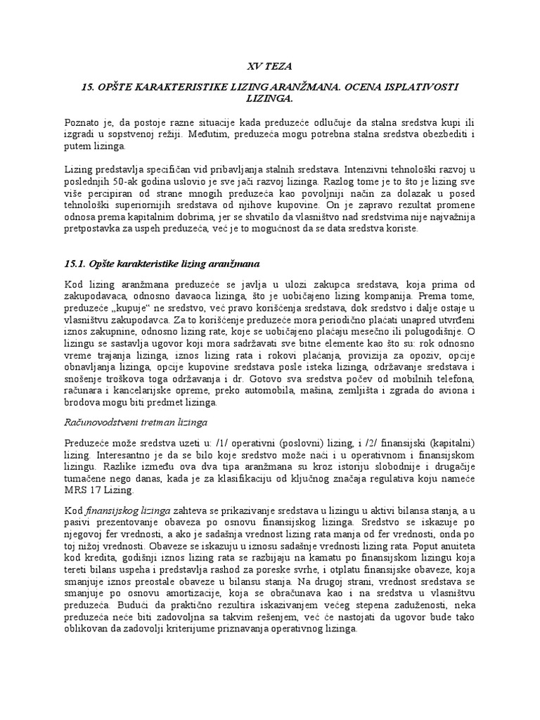 Poslovne Finansije Skripta 15 | PDF