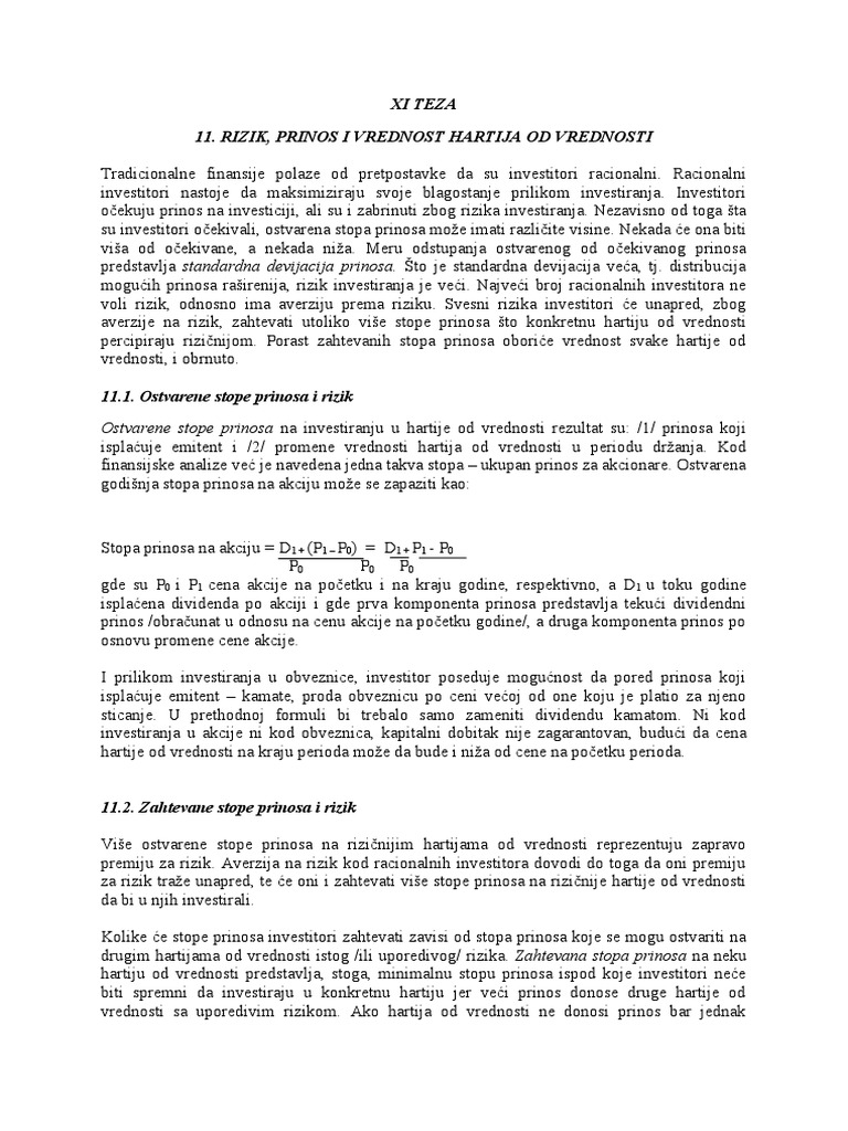 Poslovne Finansije Skripta 12 | PDF