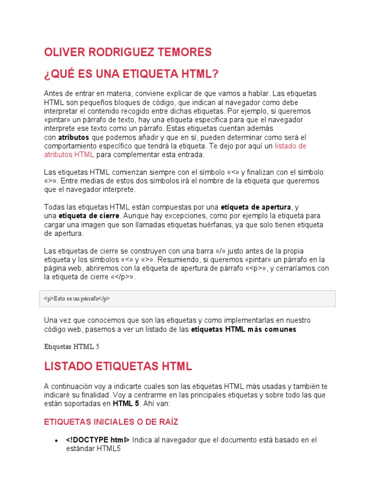 Etiquetas HTML | PDF | HTML | Red mundial