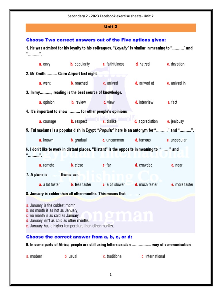 Choose Two Correct Answers Out of The Five Options Given:: A. B. C. D ...