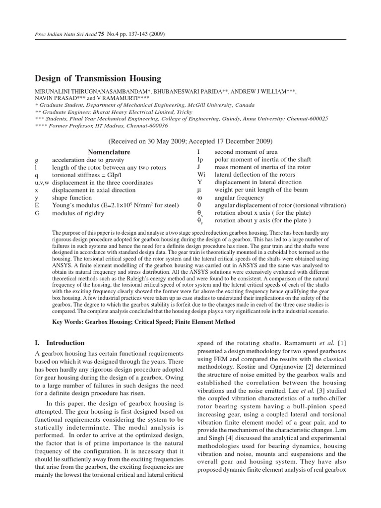 Gearbox Housing Design and Analysis | PDF | Beam (Structure) | Stress ...