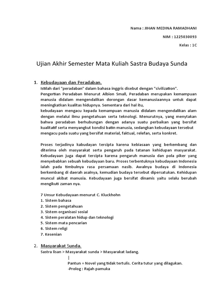 JIHAN MR. Sastra Sunda UAS | PDF | Klasik