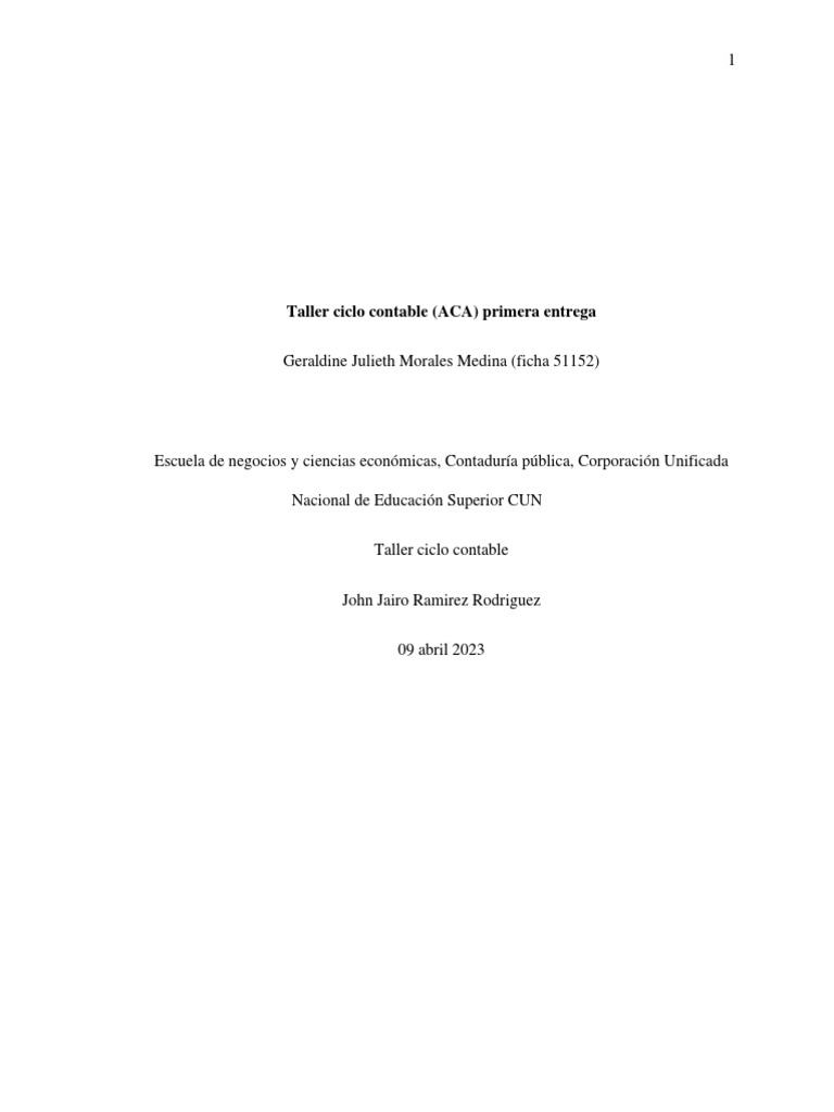 Taller de Ciclo Contable CUN | PDF | Contabilidad | Impuestos