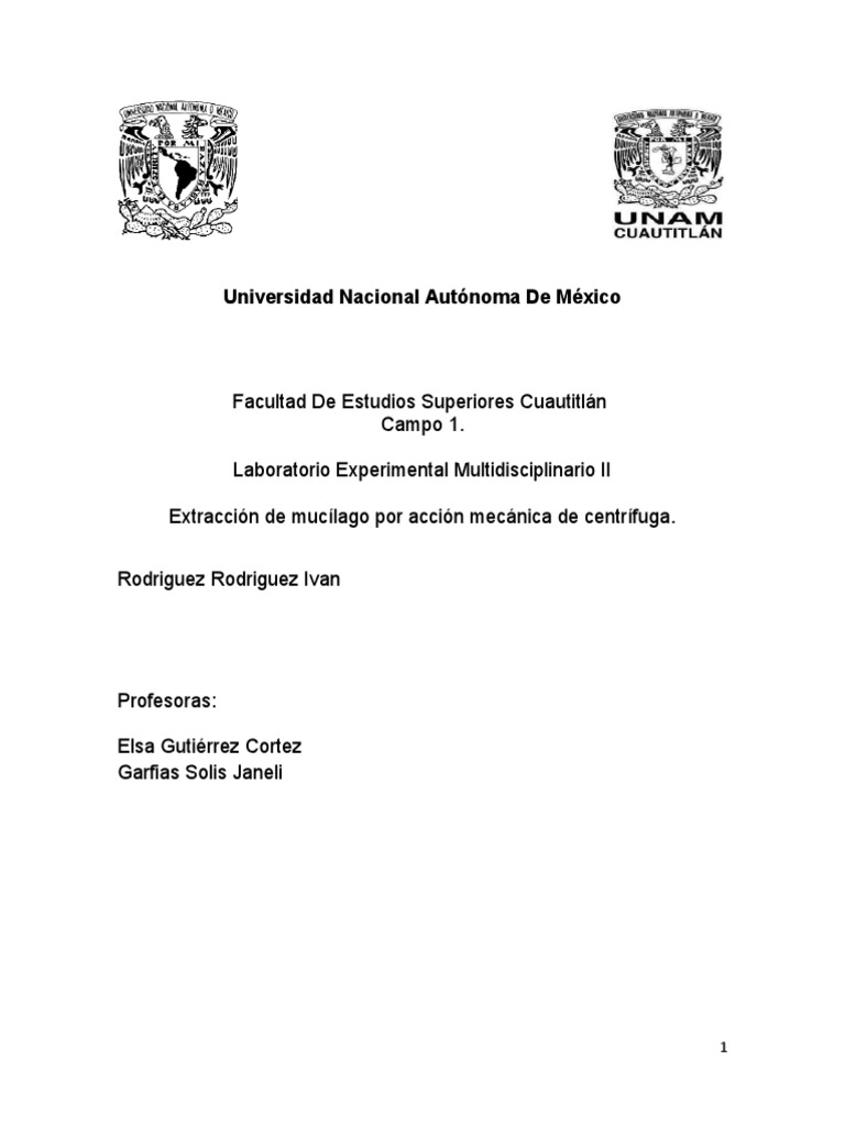 Extracción de mucílago por centrifugación | PDF | Fuerza | Rotación